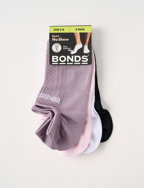 Bonds Sport No Show Socks, 4-Pack, Mauve & Pink, 3-11 - Socks