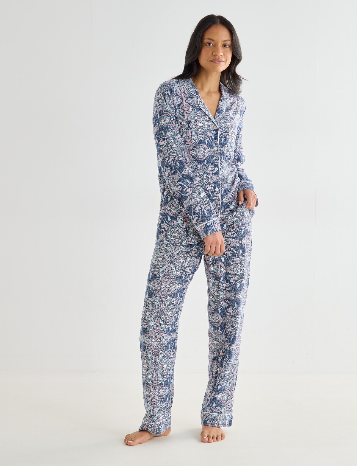 Whistle Sleep Indigo Print PJ Set, Blue - Womens Clearance