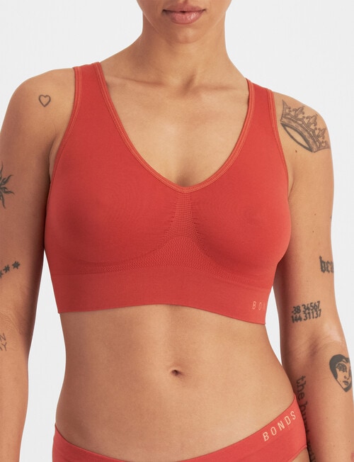 Bonds Seamless Crop Bra, Red Dust - Bras
