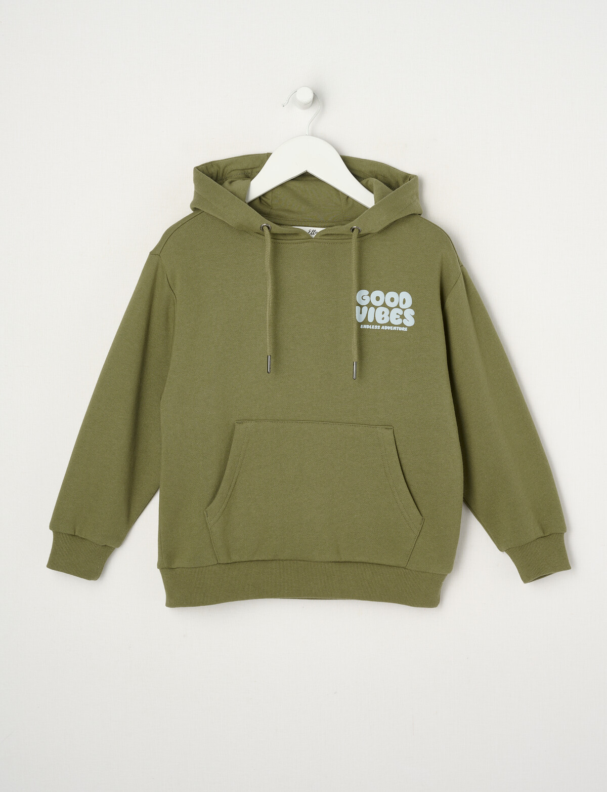 Mac & Ellie Good Vibes Oversized Hoodie, Khaki - Hoodies, Coats & Jackets