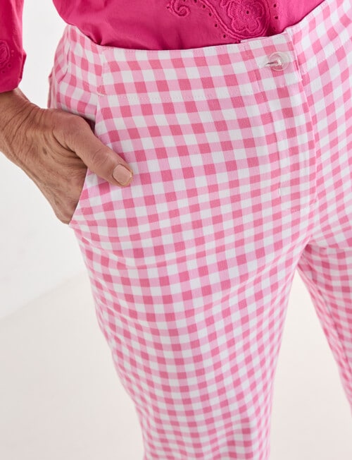 Ella J Gingham Crop Pants, Pink - Pants & Leggings