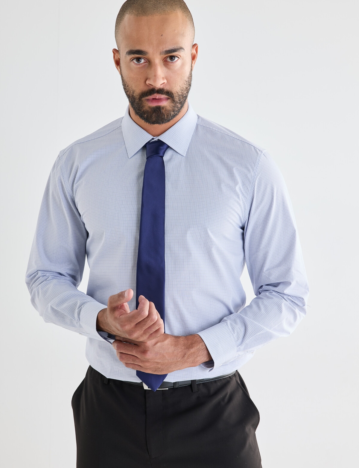 Laidlaw + Leeds Micro Check Long Sleeve Shirt, White - Formal Shirts