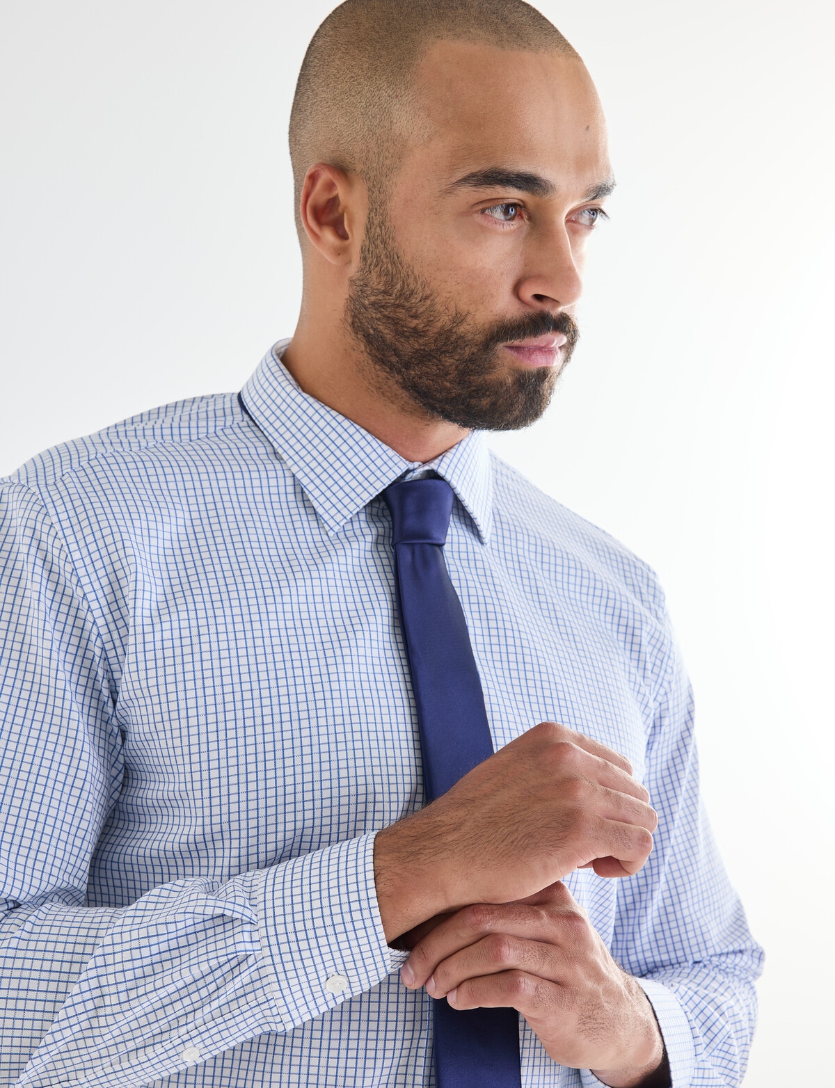 Laidlaw + Leeds Multi Text Check Long Sleeve Shirt, White - Formal Shirts