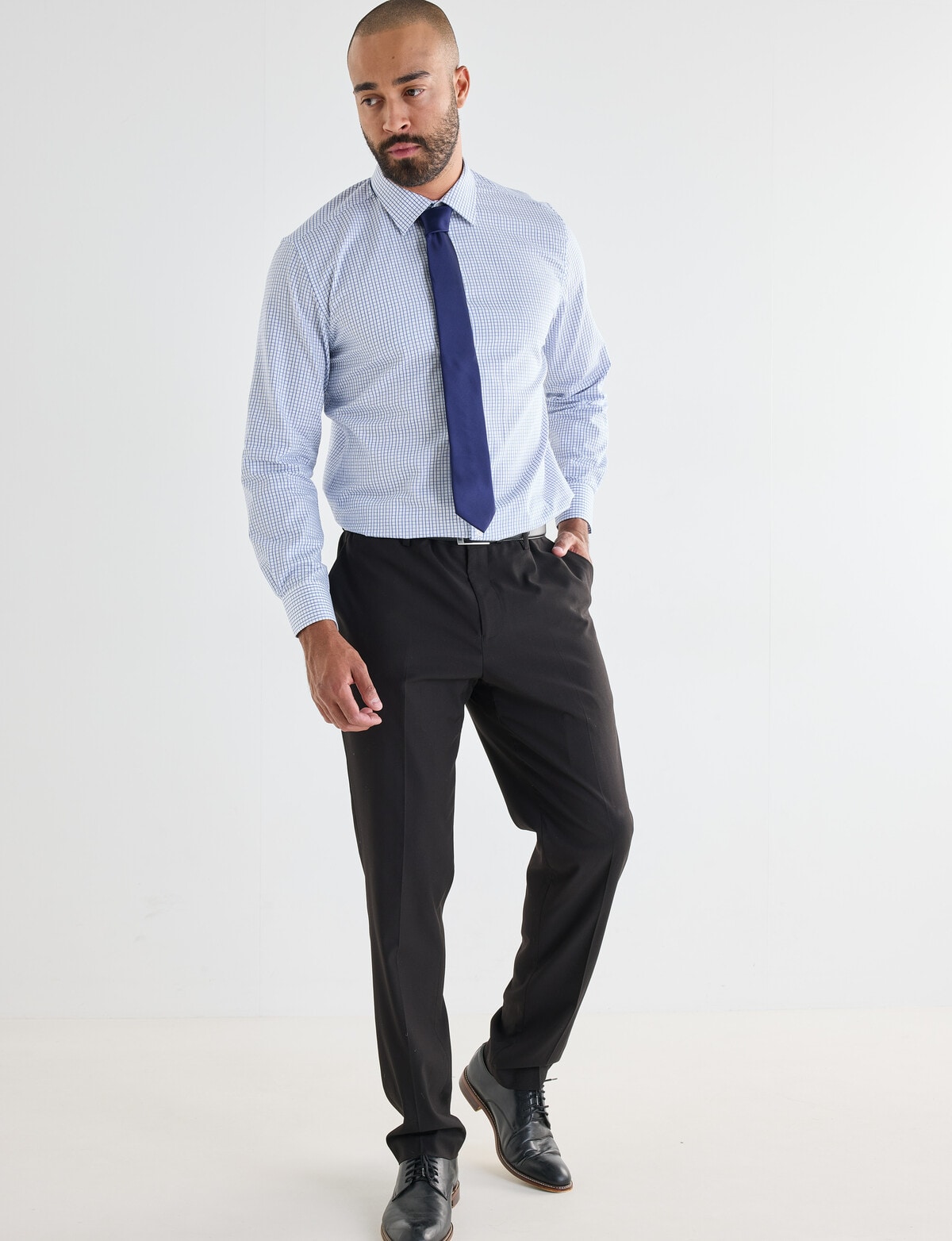 Laidlaw + Leeds Multi Text Check Long Sleeve Shirt, White - Formal Shirts