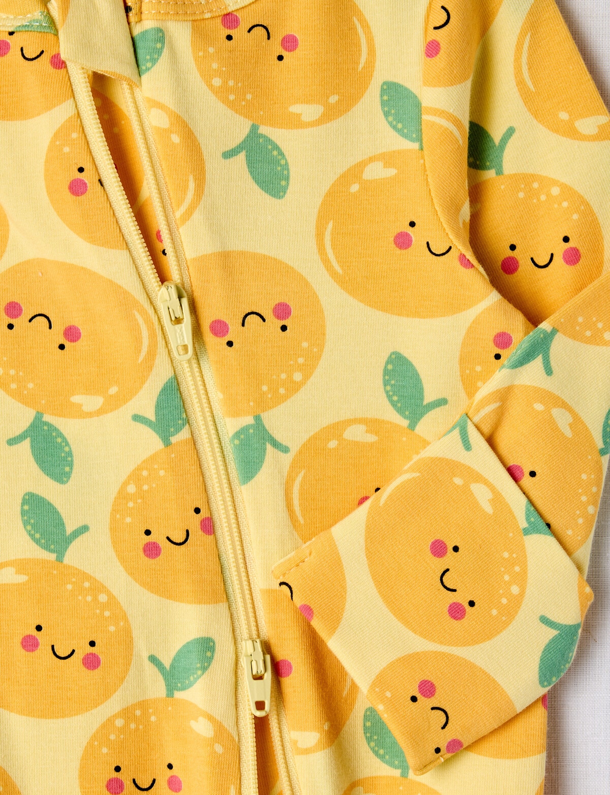 Teeny Weeny Oranges Stretch Cotton Sleepsuit, Orange - Sleepwear