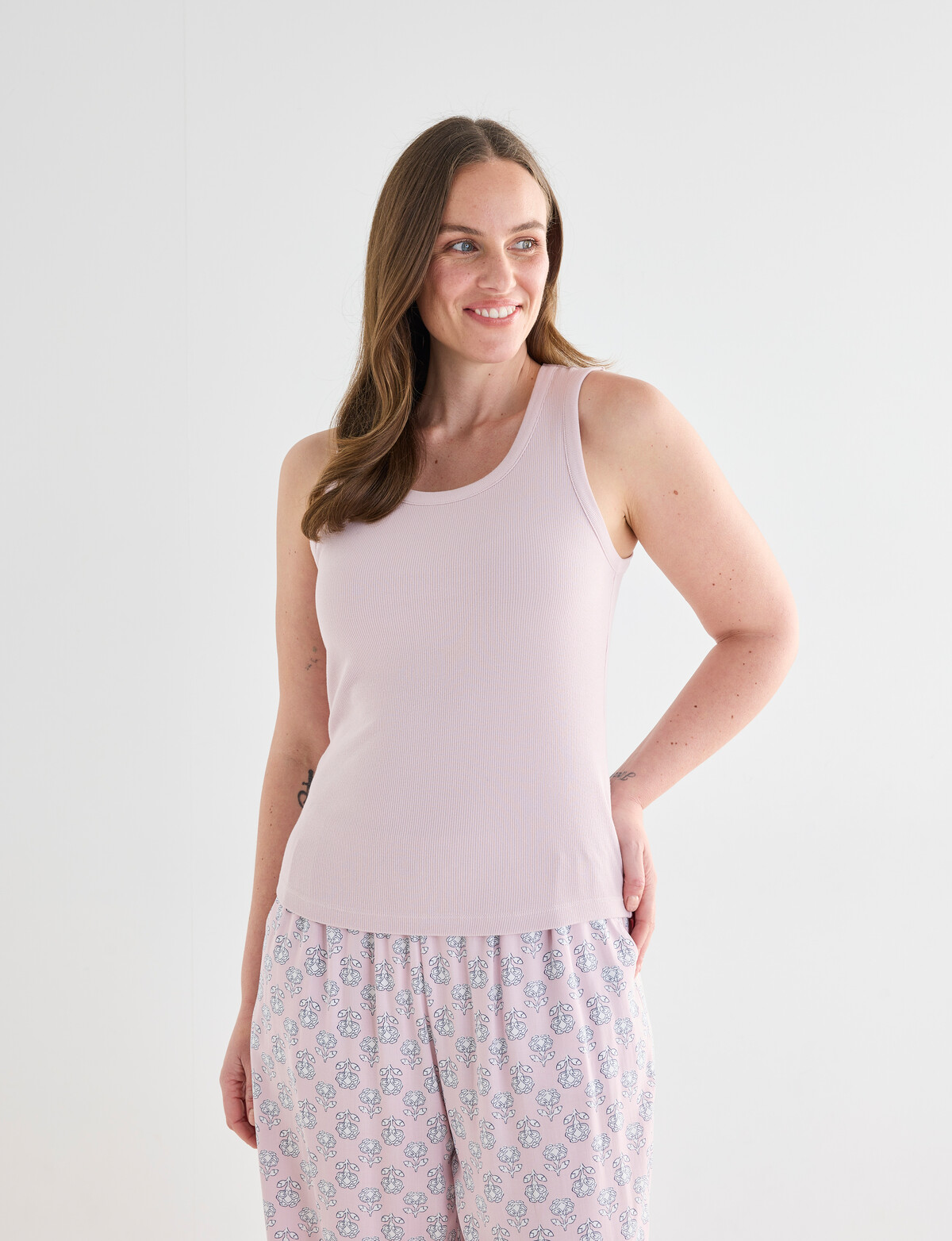 Whistle Sleep Shelf Bra Tank Top, Pink - Pyjamas