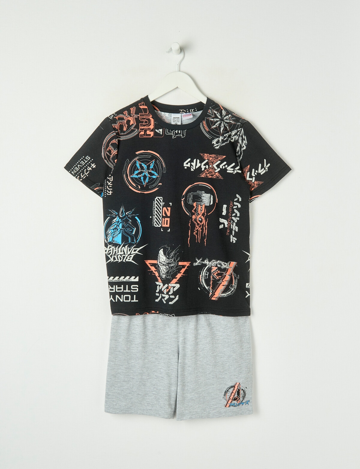 Licensed Avengers Cyber Punk Knit Short PJ Set, Grey, 8-16 - Childrens ...