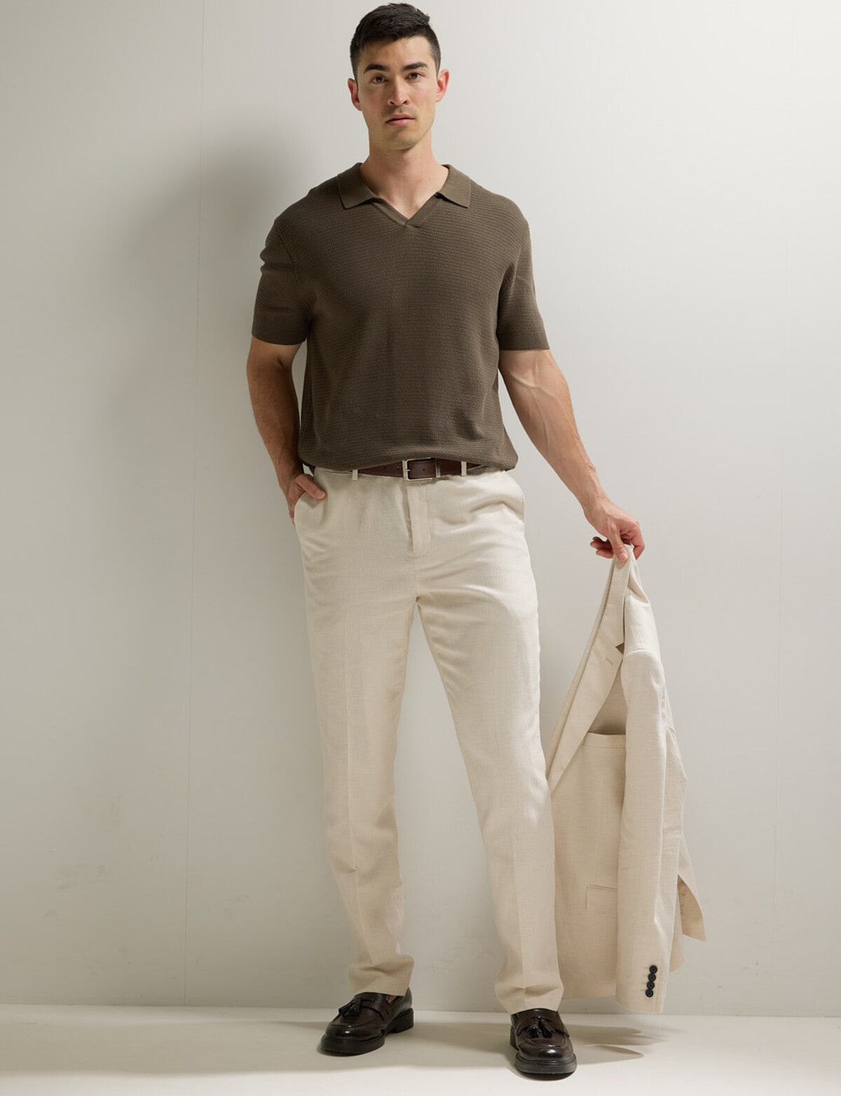 Laidlaw + Leeds Tailored Linen Blend Pant, Sand - Suit Jackets & Pants
