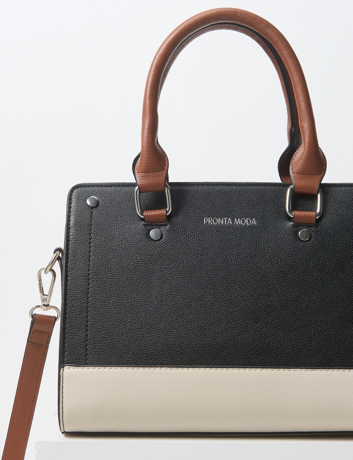Pronta Moda Multi Colour Shopper Bag, Black - Handbags