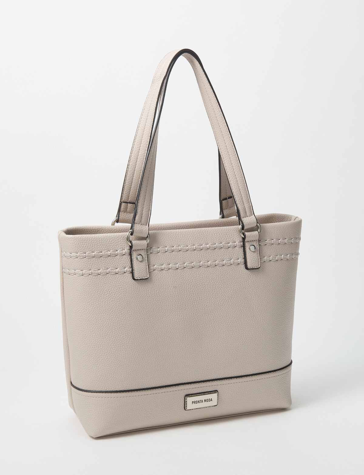 Pronta Moda Stitch Detail Tote Bag, Bone - Handbags