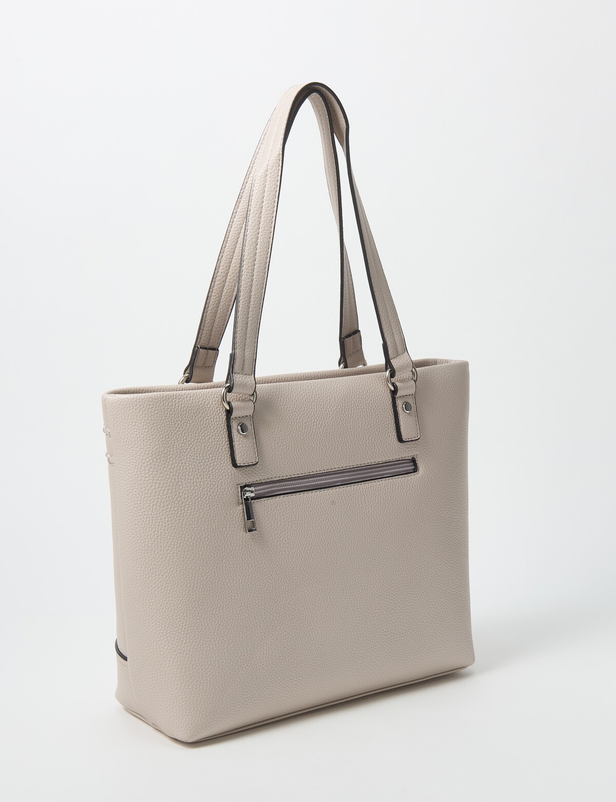 Pronta Moda Stitch Detail Tote Bag, Bone - Handbags