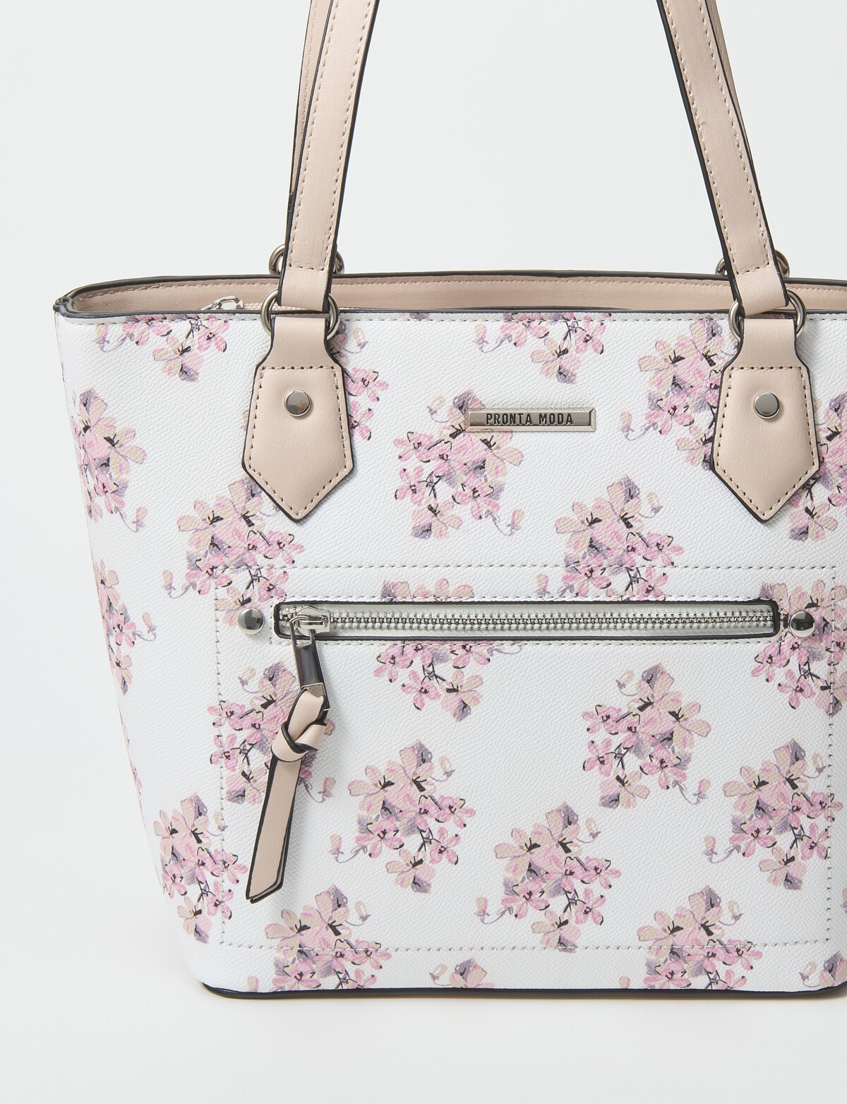 Pronta Moda Floral Shopper Bag, White - Handbags