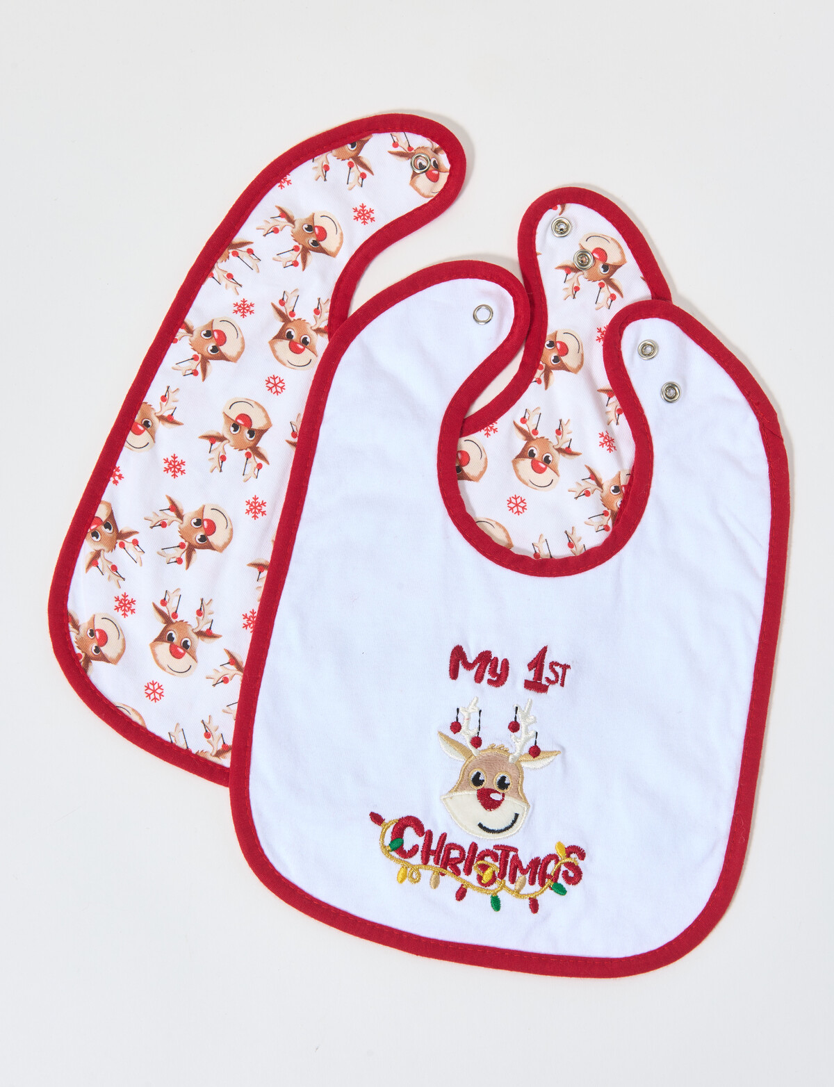 Teeny Weeny Bib Set, 2-Pack, Reindeer - Childrens Clearance