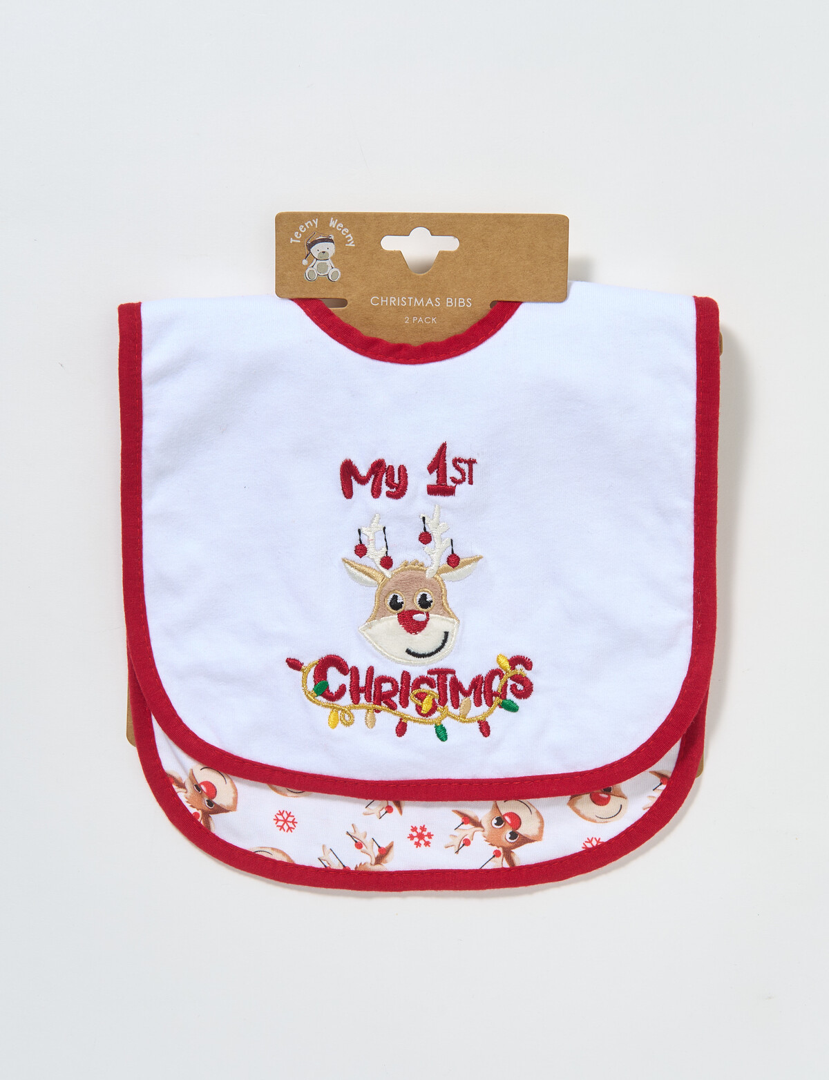 Teeny Weeny Bib Set, 2-Pack, Reindeer - Childrens Clearance