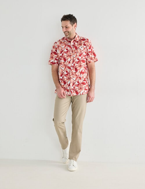 Chisel Short Sleeve Shirt, Red Print - Casual Shirts