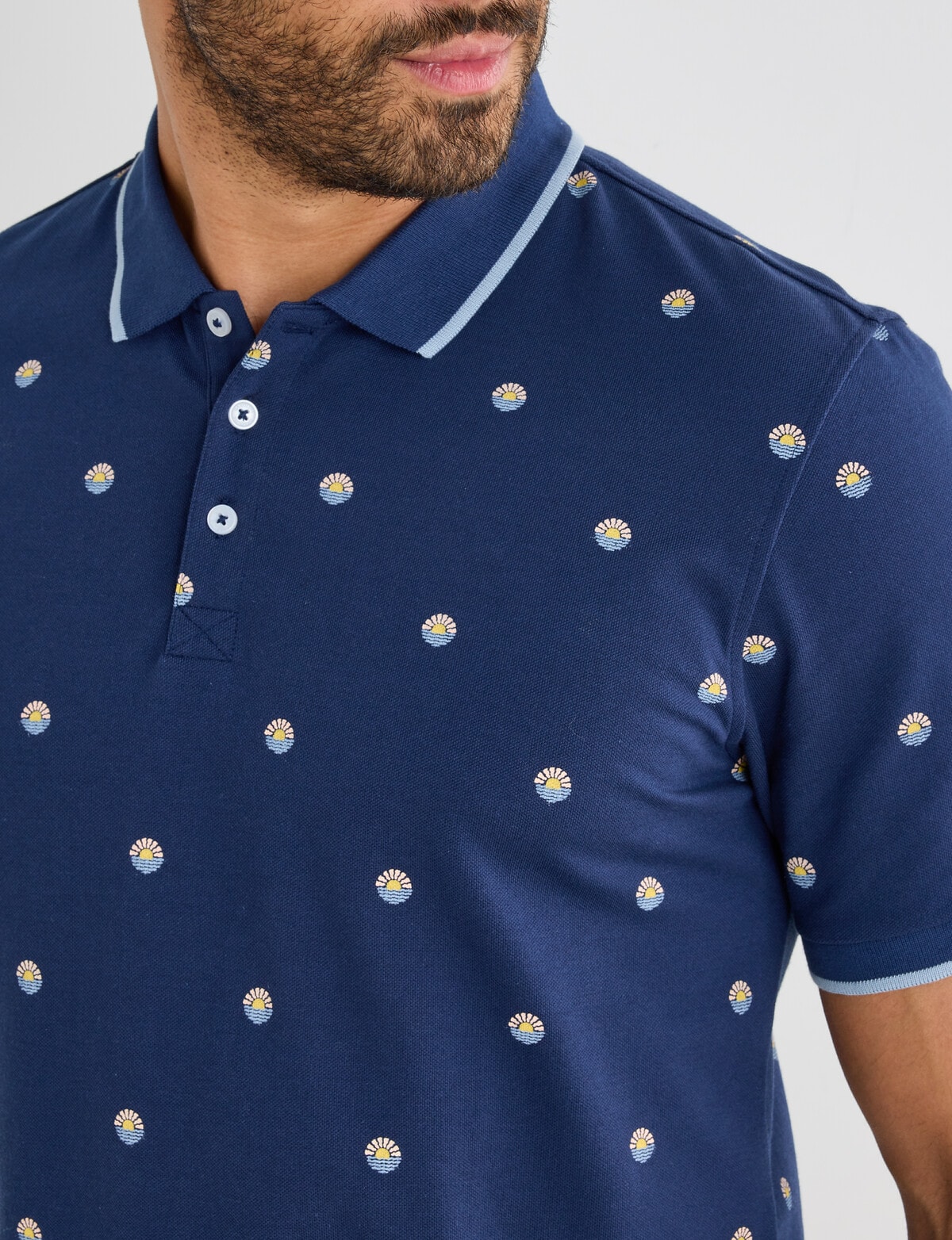 Gasoline Sunny Java Ditsy Polo Shirt, Navy - T-shirts, Singlets & Polos