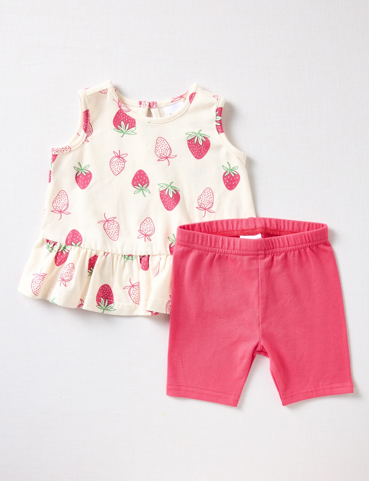 Teeny Weeny Lady Bug Strawberry Sleeveless Peplum Top & Short, Cream ...