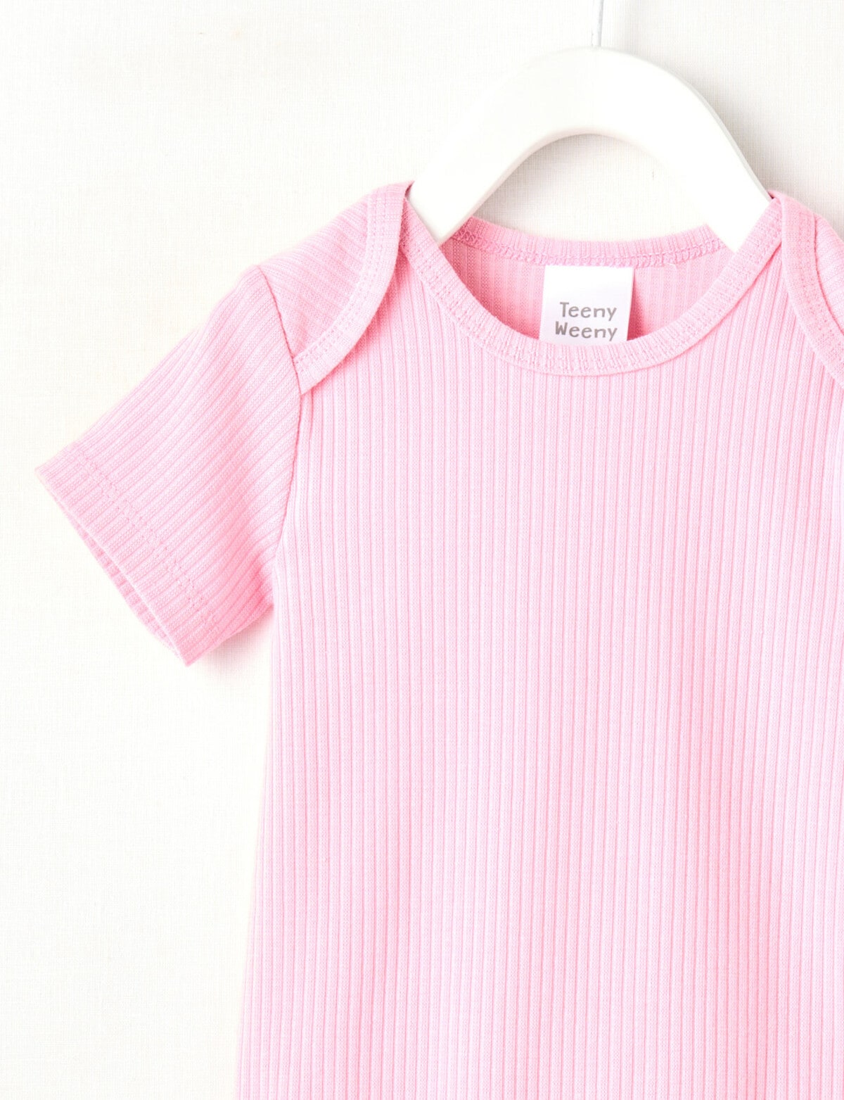 Teeny Weeny Essentials Rib Bodysuit, Pink - Bodysuits, Overalls & Rompers