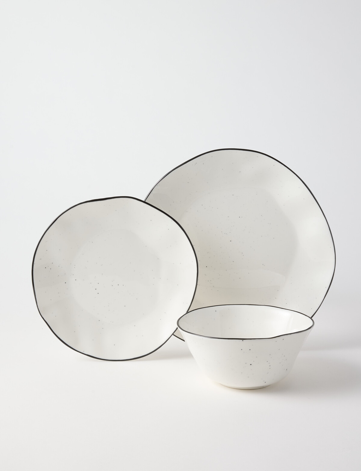 Bosa Brooklyn Dinner Set, 12-Piece, White & Black - Dinnerware