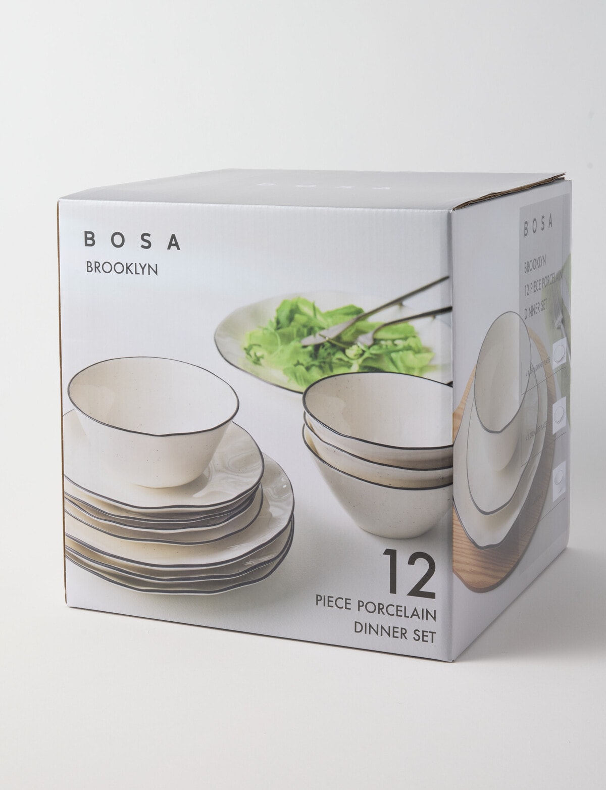 Bosa Brooklyn Dinner Set, 12-Piece, White & Black - Dinnerware