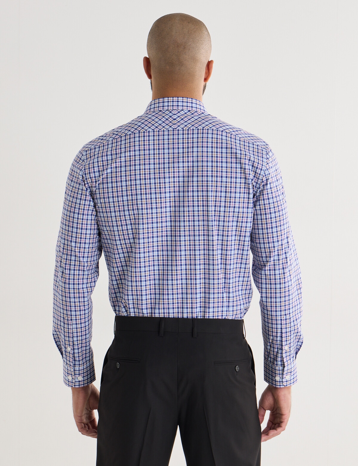 Laidlaw + Leeds Busy Check Long Sleeve Shirt, Blue - Formal Shirts