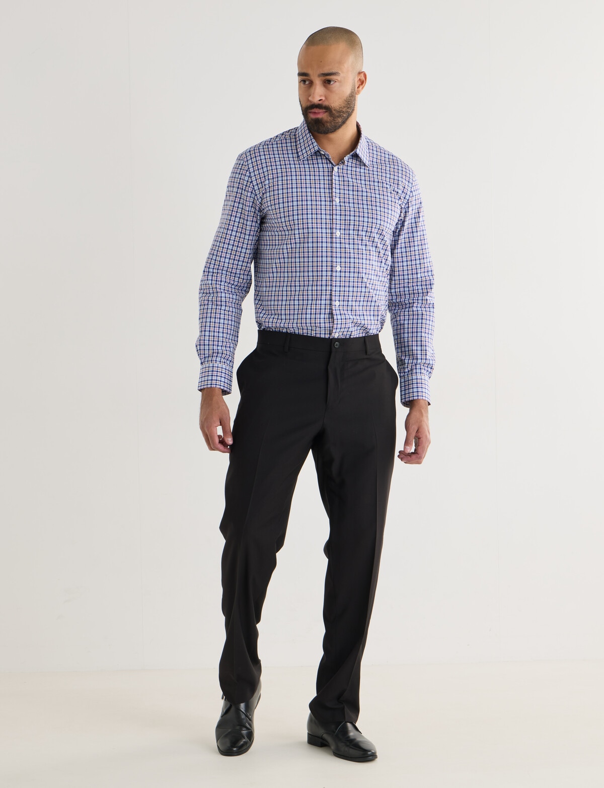 Laidlaw + Leeds Busy Check Long Sleeve Shirt, Blue - Formal Shirts