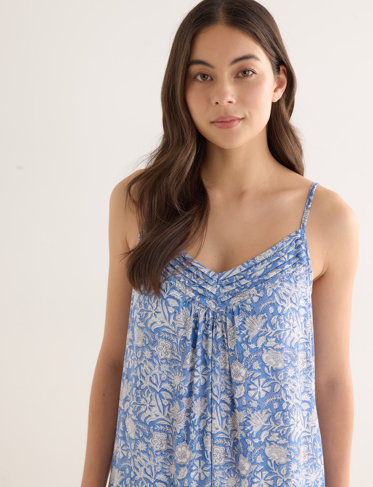 Whistle Sleep Print Strappy Nightie, Indigo, 8-22 - Nighties