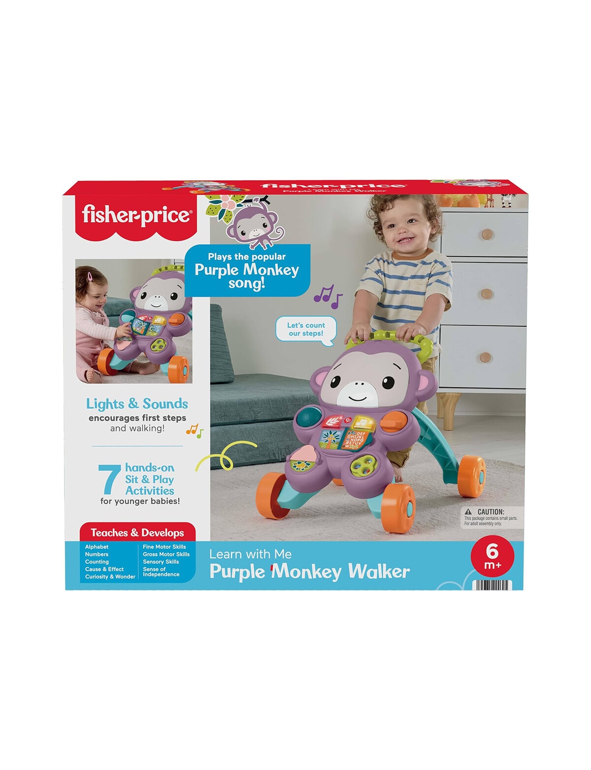 Fisher Price Purple Monkey Walker - Infants & Preschool