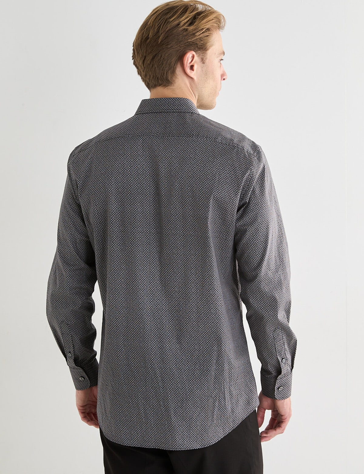 Laidlaw + Leeds Geo Star Long Sleeve Shirt, Black - Formal Shirts