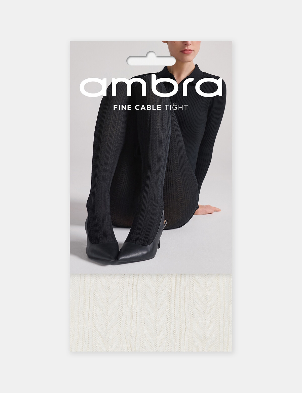 Ambra Fine Cable Tight, Buttercream - Hosiery