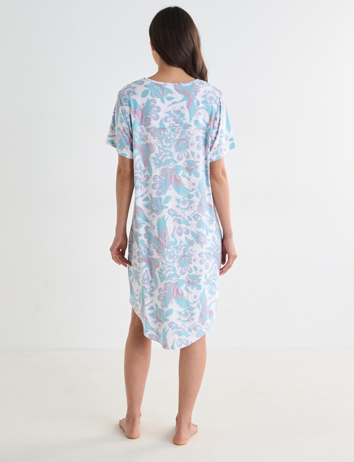 Whistle Sleep T-Shirt Nightie, Crane Print, 8-22 - Nighties
