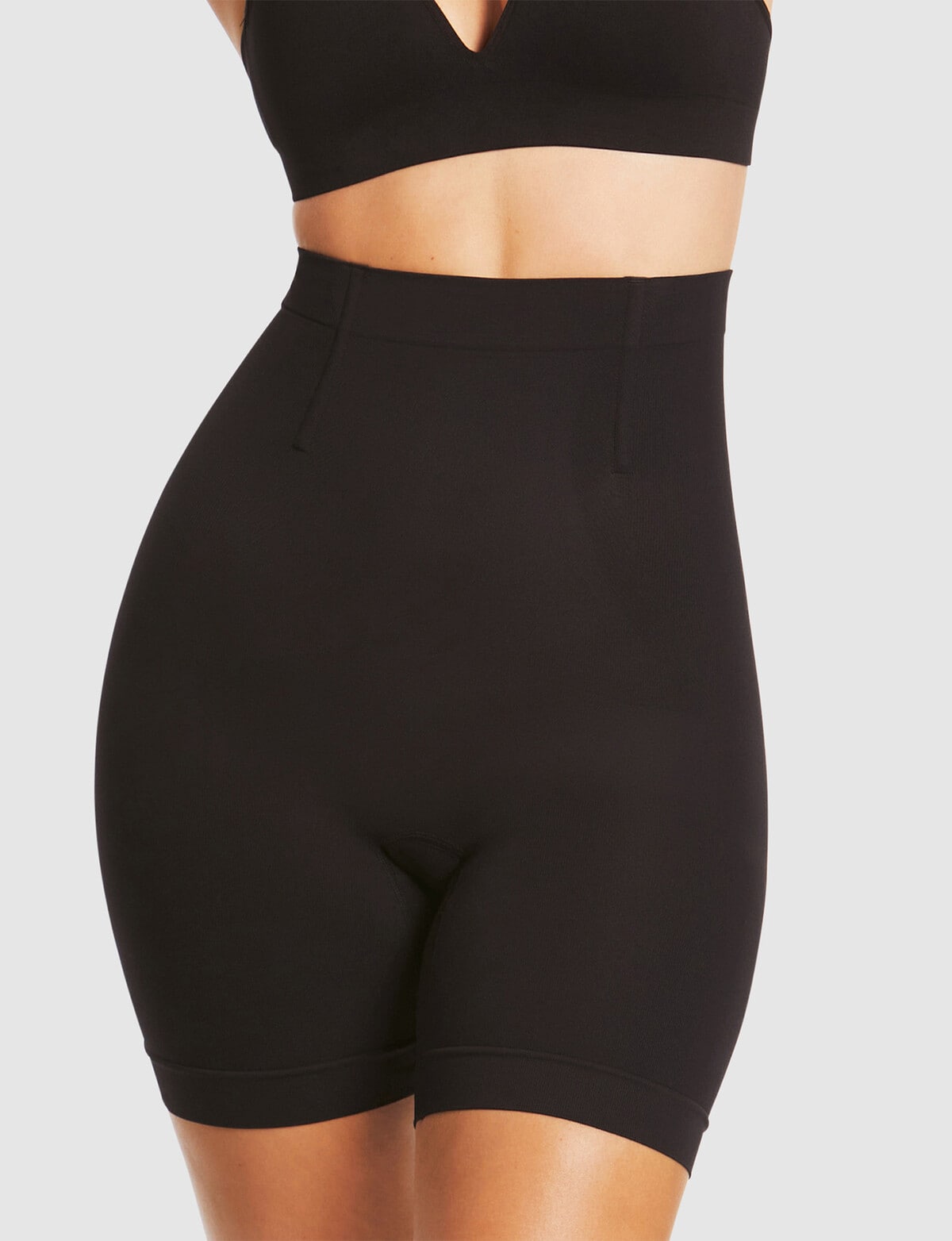 Ambra Cinch High Waisted Mid Thigh Short, Black - Shapewear