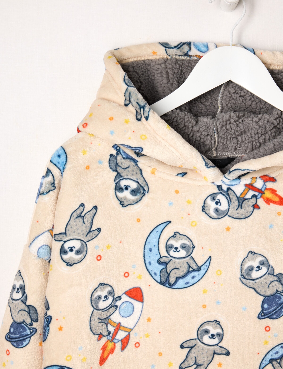 Sleep Squad I Need Space Sloth Oversized Hoodie, Chalk, 8-16 ...
