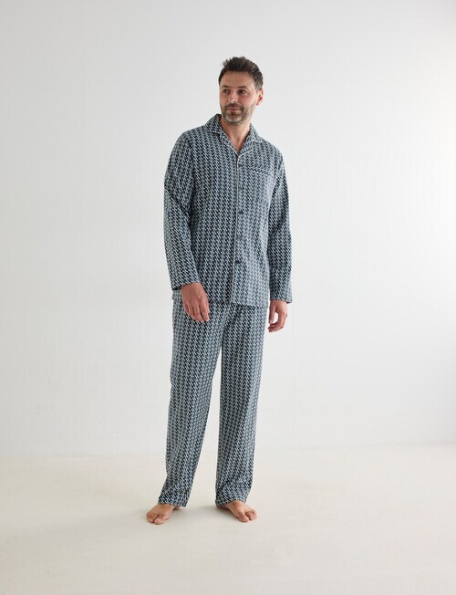 Chisel Check Flannel Long PJ Set, Blue Geo - Sleepwear