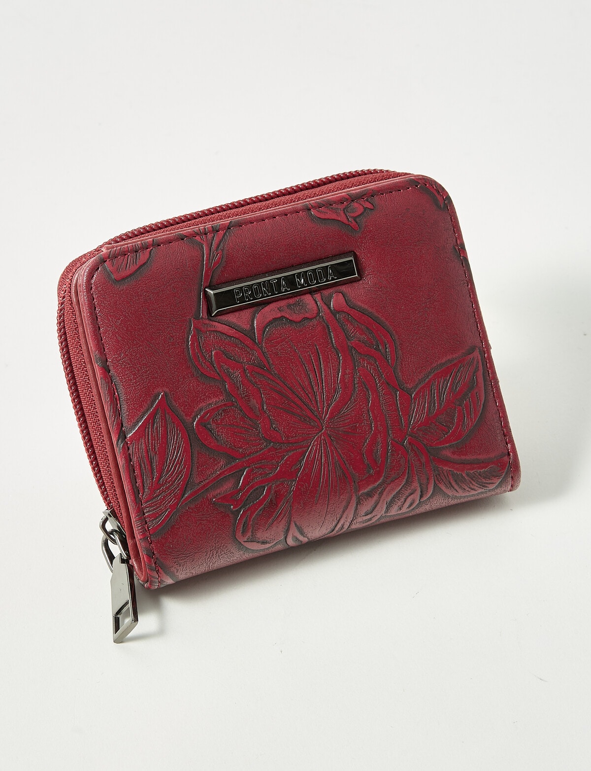 Pronta Moda Floral Emboss Wallet, Merlot - Wallets