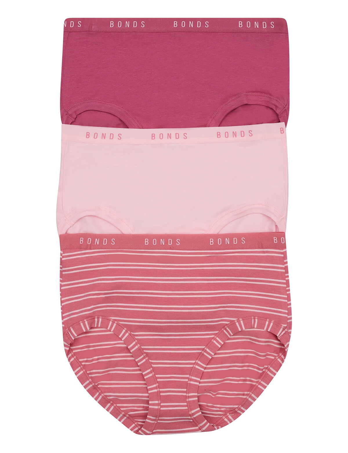 Bonds Cottontails Full Brief, 3-Pack, Pink Stripe - Briefs