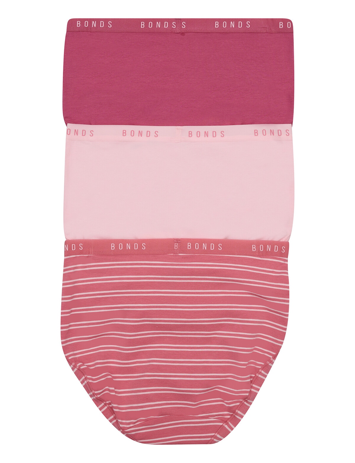 Bonds Cottontails Full Brief, 3-Pack, Pink Stripe - Briefs