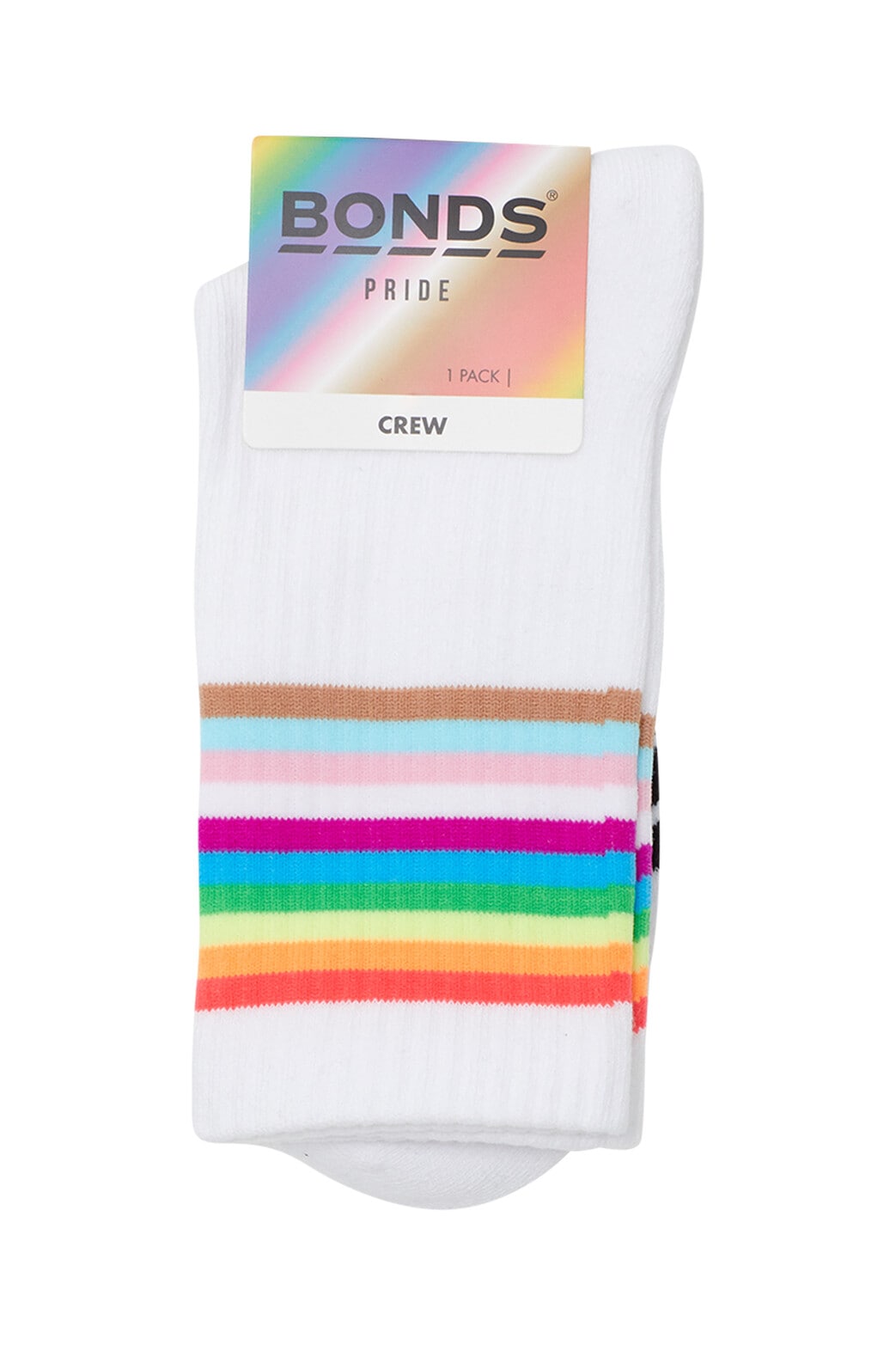 Bonds Pride Crew Socks, 1-Pack, White - Socks