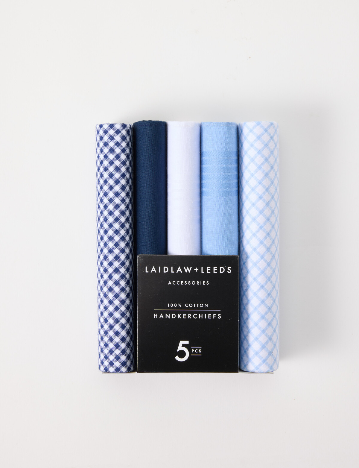 Laidlaw + Leeds Handkerchief, 5-Pack, Blue - Handkerchiefs