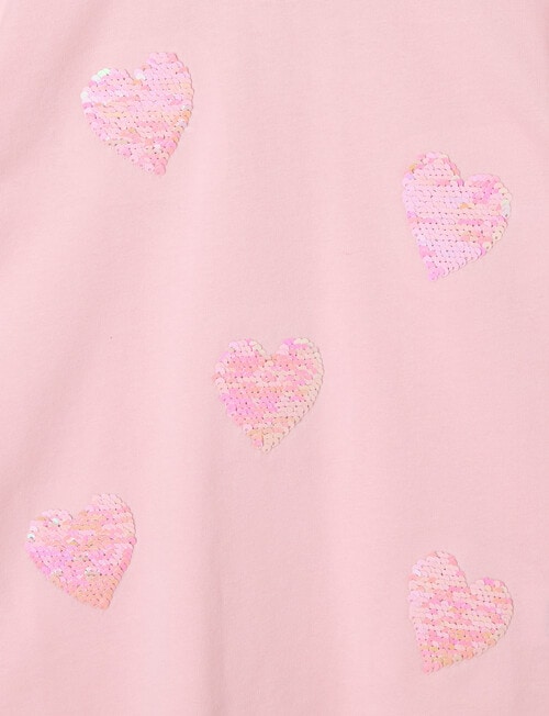 Mac & Ellie Flip Sequin Hearts Boxy Tee, Baby Pink - Tops