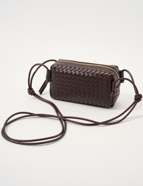 Whistle Weave Crossbody Bag, Chocolate - Handbags