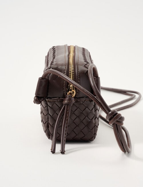 Whistle Weave Crossbody Bag, Chocolate - Handbags