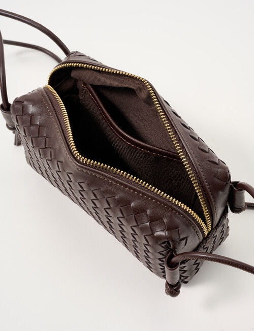 Whistle Weave Crossbody Bag, Chocolate - Handbags