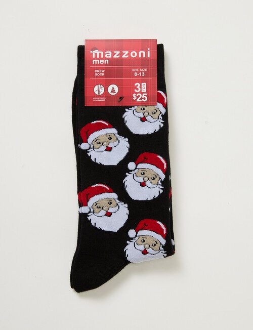Mazzoni Santa Face Christmas Sock, Black - Socks